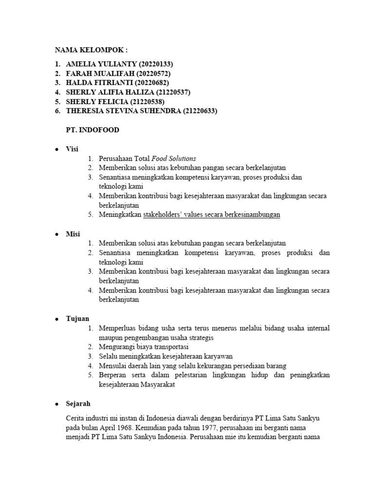 Profil dan Strategi PT Indofood | PDF