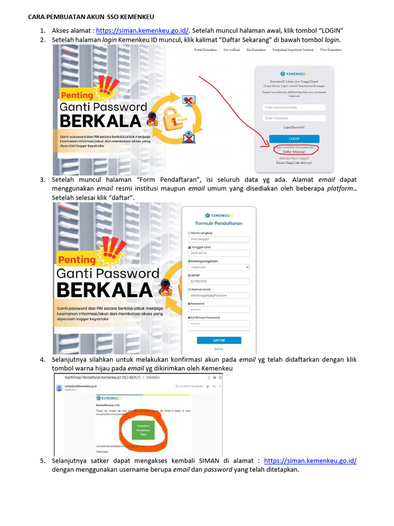 Cara Pembuatan Akun Sso Kemenkeu | PDF | Pengelolaan Keuangan & Uang ...