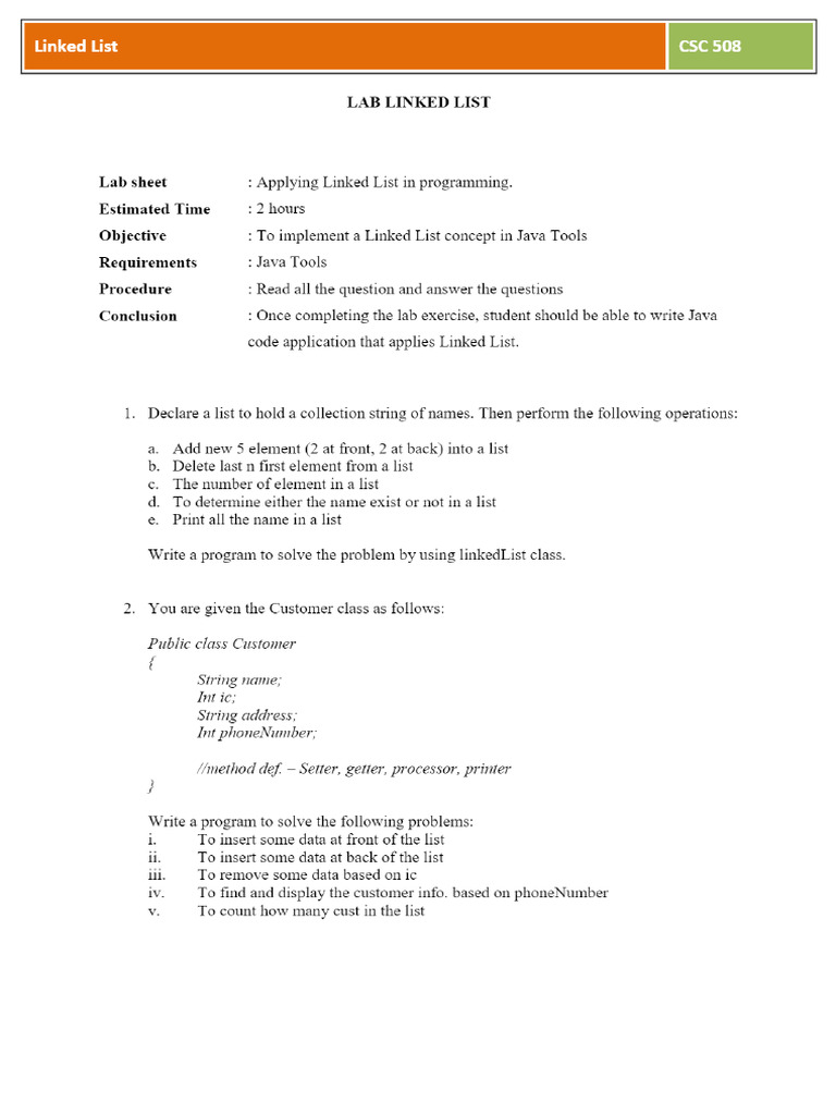 Lab LinkedList | PDF