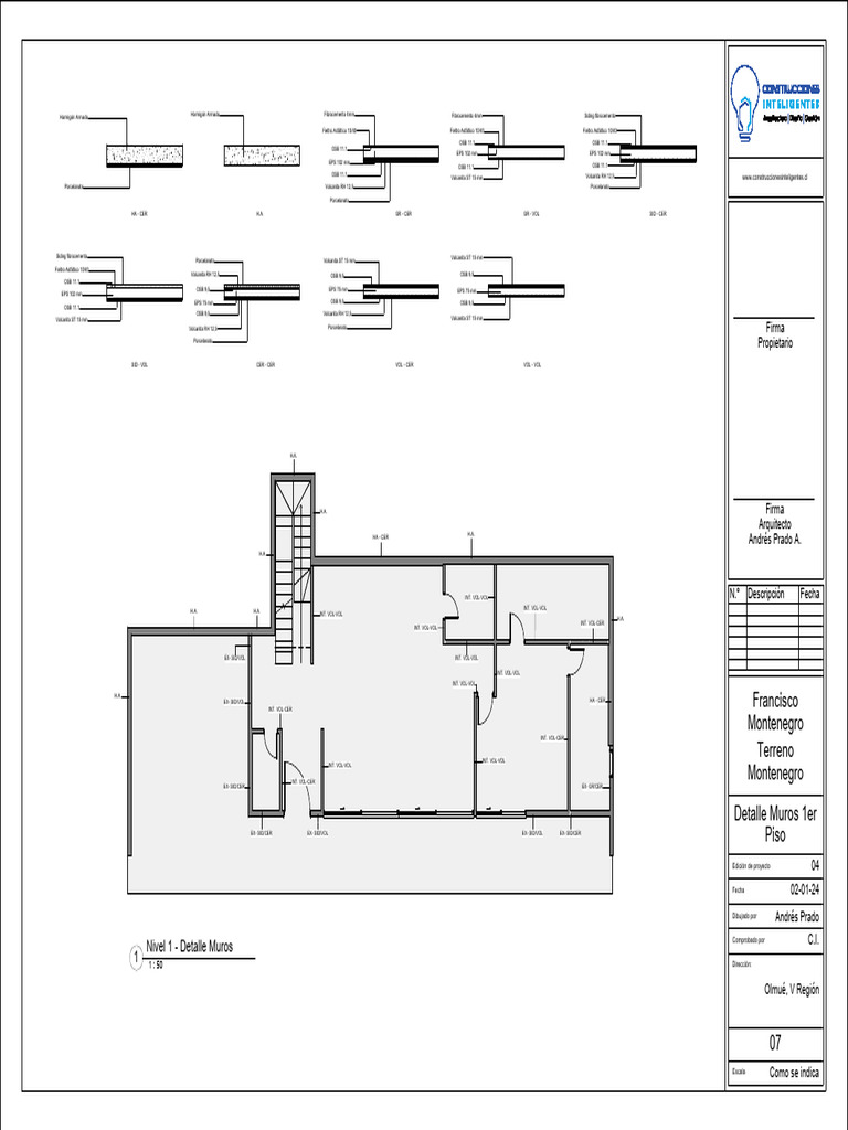 EDICION 04 - CASA VALLE - FRANCISCO MONTENEGRO - Plano - 07 - Detalle Muros 1er Piso | PDF ...