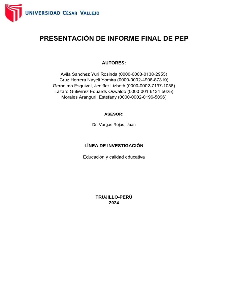 Informe Final de Pep | PDF | Experiencia | Conferencia web