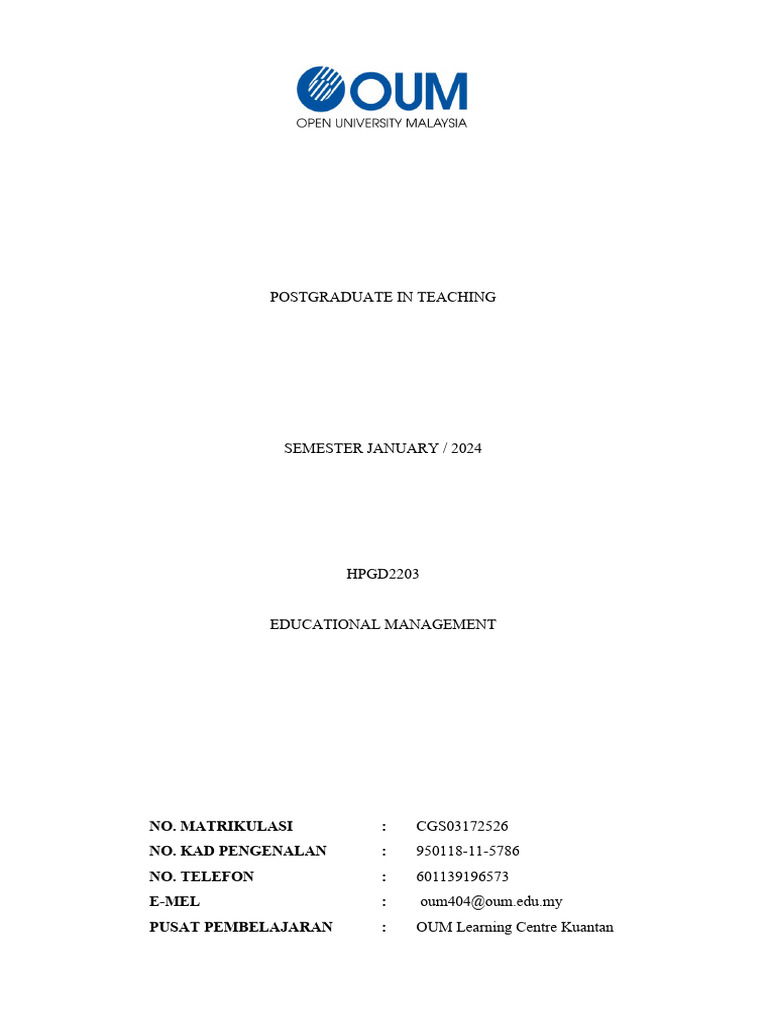 Assignment em Baru | PDF | Leadership | Teachers