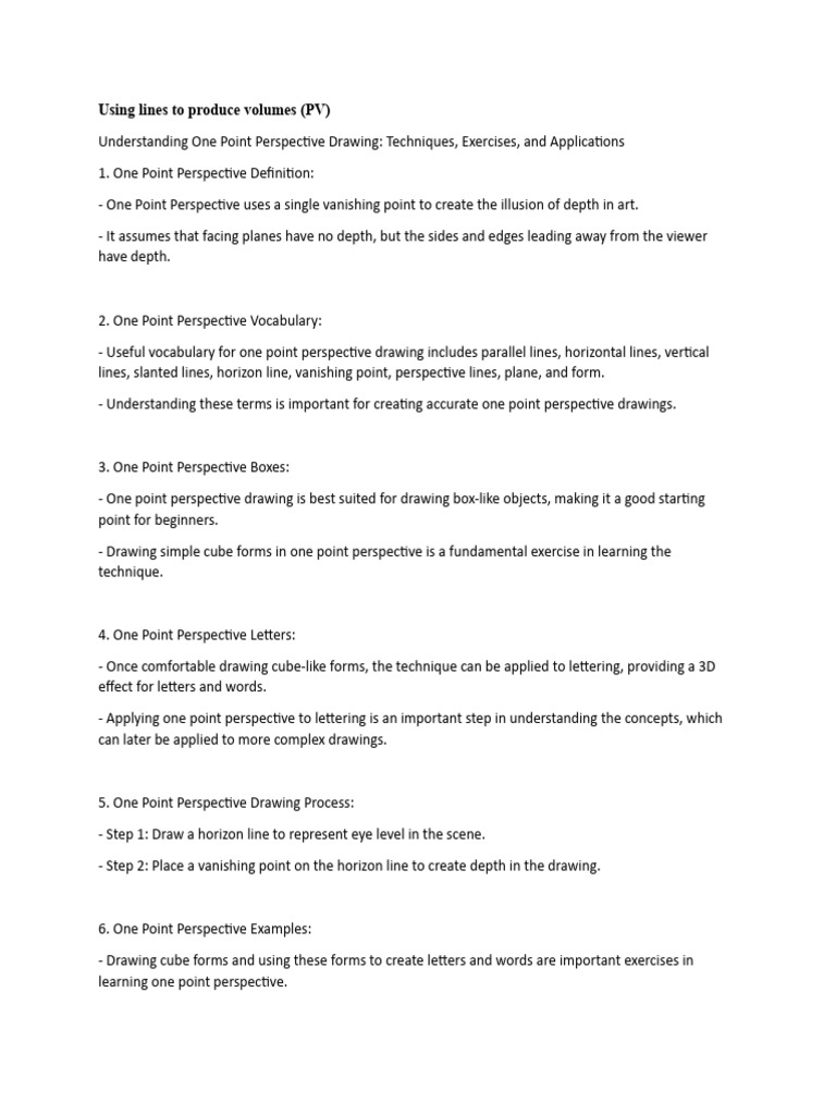 Mastering One Point Perspective Drawing | PDF | Perspective (Graphical ...