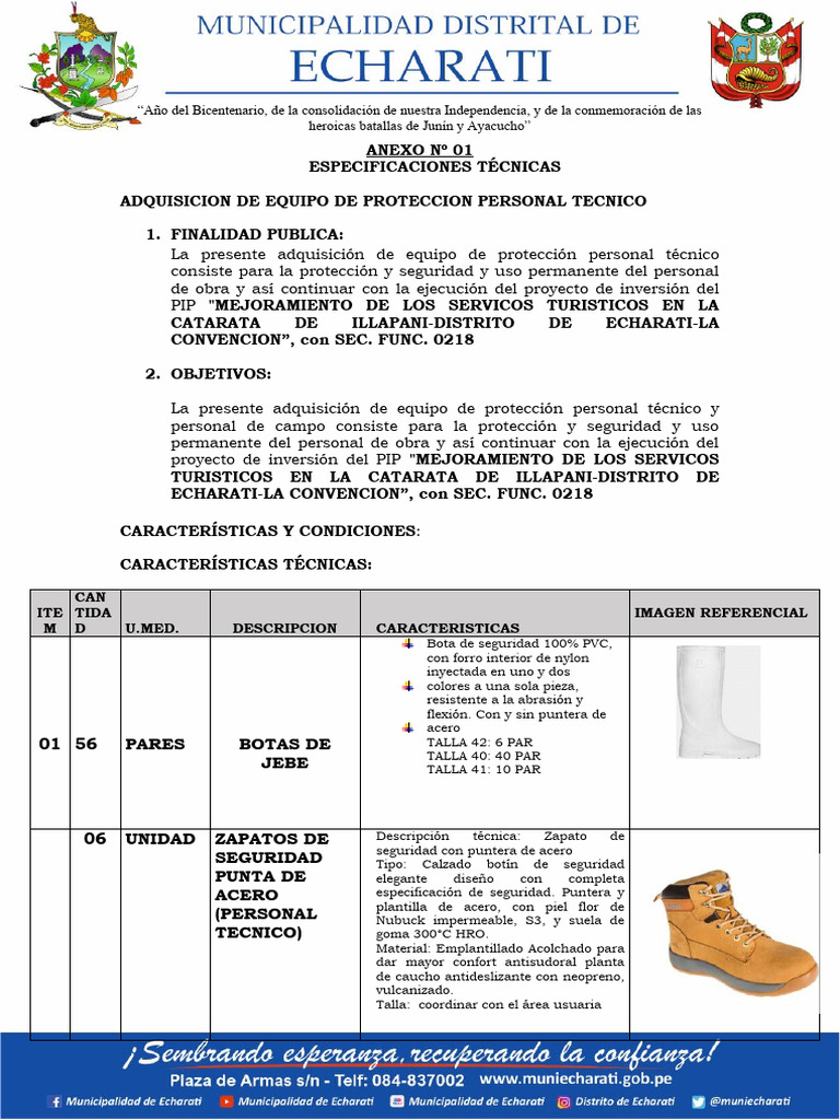 Especificaciones Tecnicas Epps | PDF | Ropa