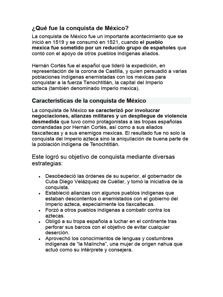 La Conquista de México: 1519-1521 | PDF | Hernán Cortés | Imperio español