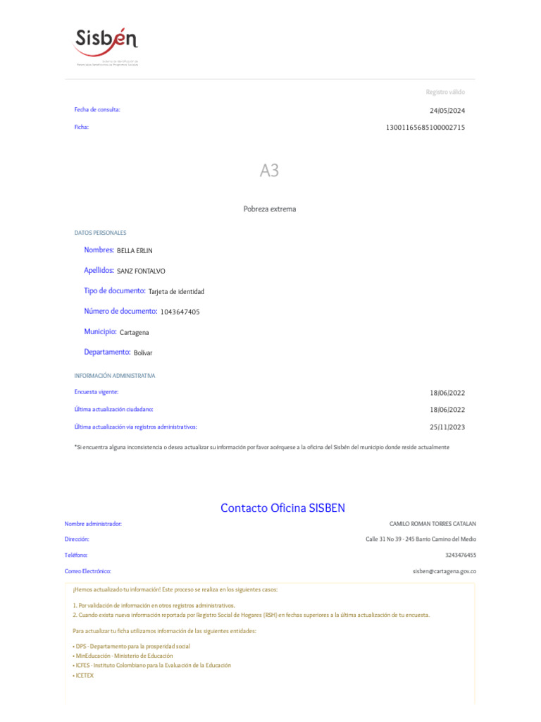 Bienvenido A La Página Del Sisbén Iv Pdf Colombia