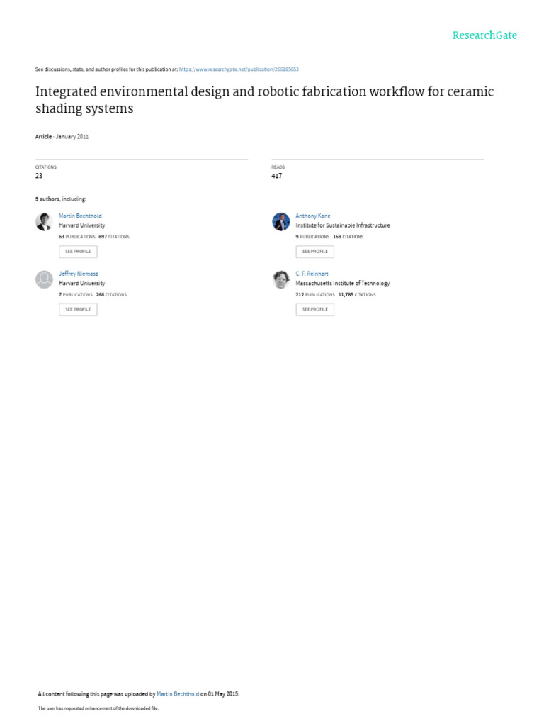 Integrated Environmental Design and Robotic Fabrication Workflow For ...