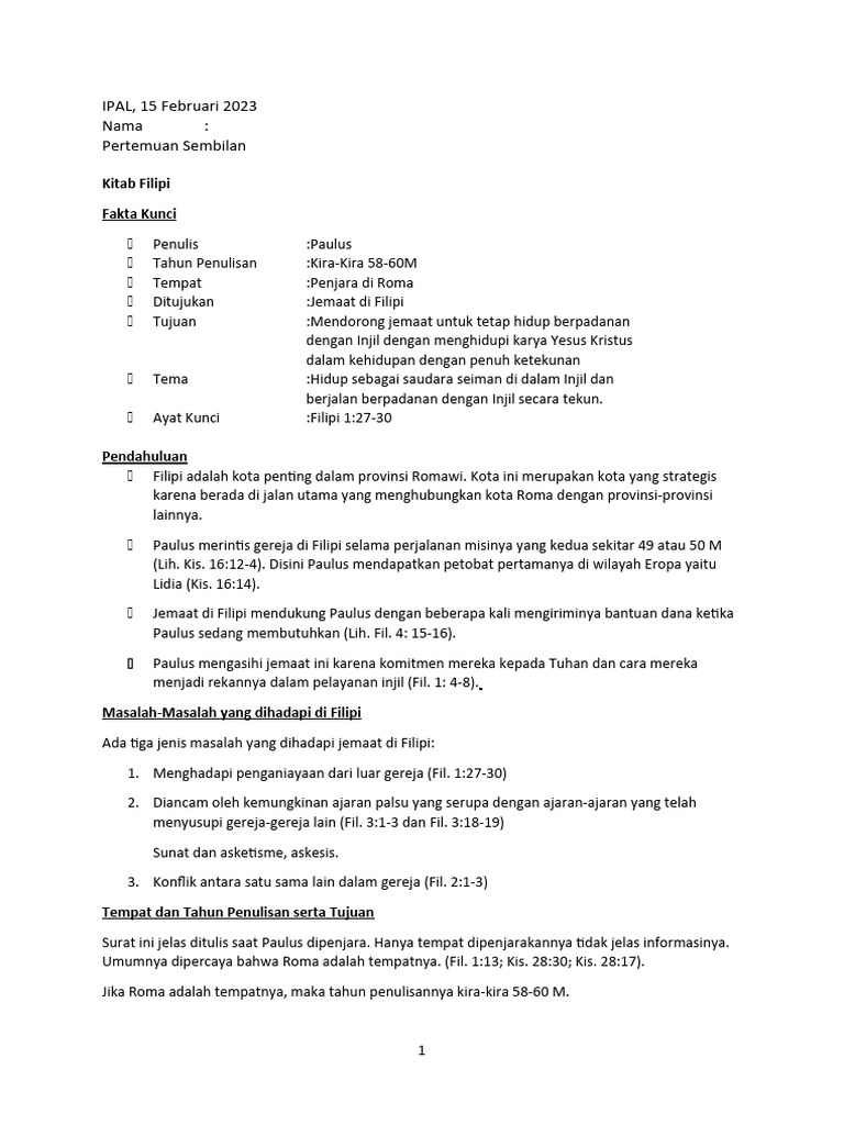 Pertemuan 9 MATERI IPAL MODUL FILIPI | PDF