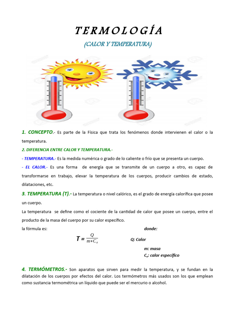 CALOR Y TEMPERATURA | Descargar gratis PDF | Termómetro | Calor
