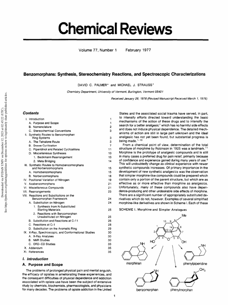Benzomorphans: Synthesis & Analysis | PDF | Chemical Reactions | Amine