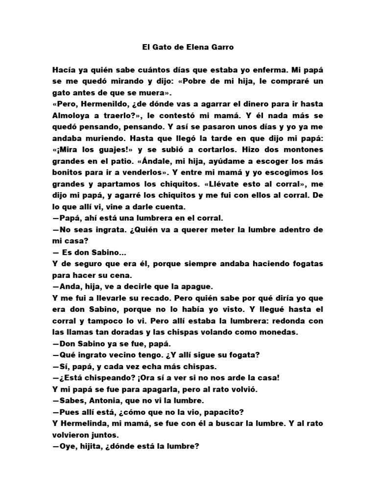 El Gato de Elena Garro | PDF | Poesía
