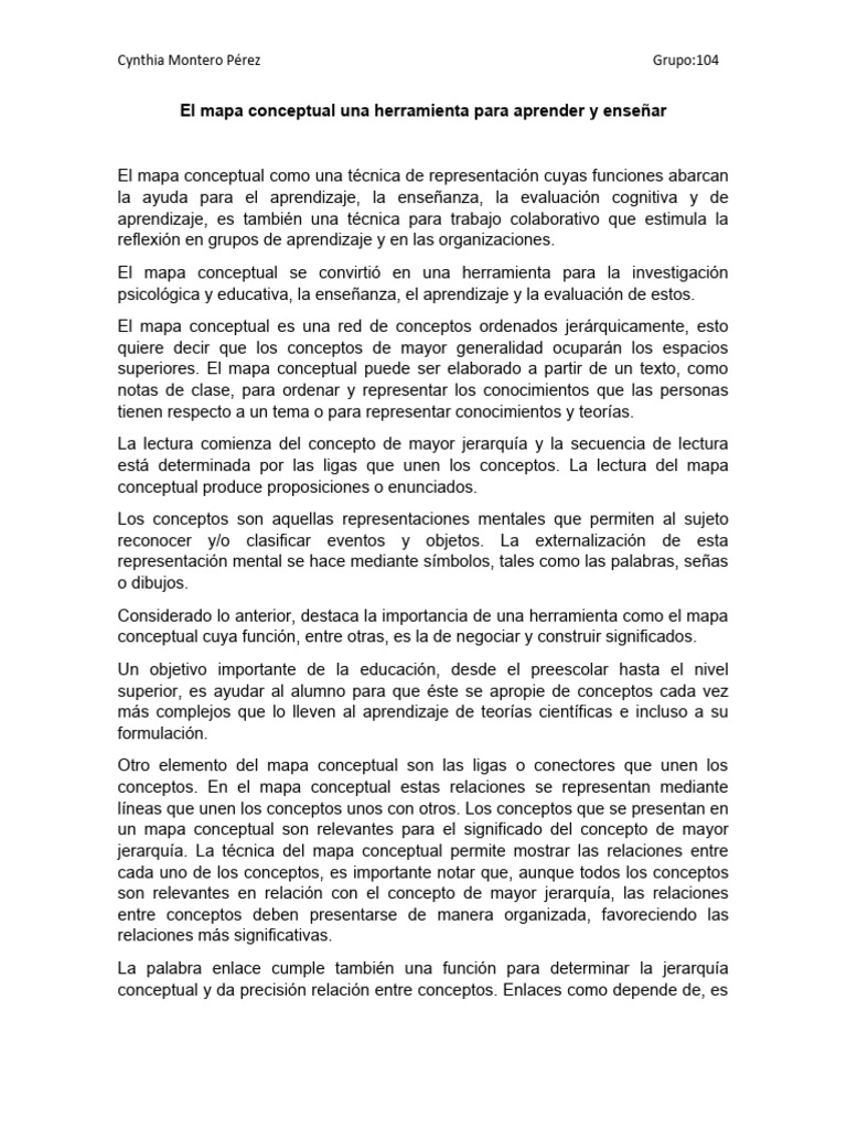 El Mapa Conceptual Una Herramienta para Aprender y Enseñar | PDF | Aprendizaje | Evaluación