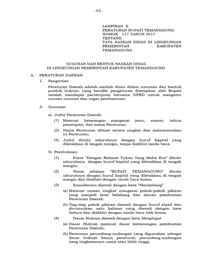 Lampiran II Susunan Dan Bentuk Naskah Dinas | PDF