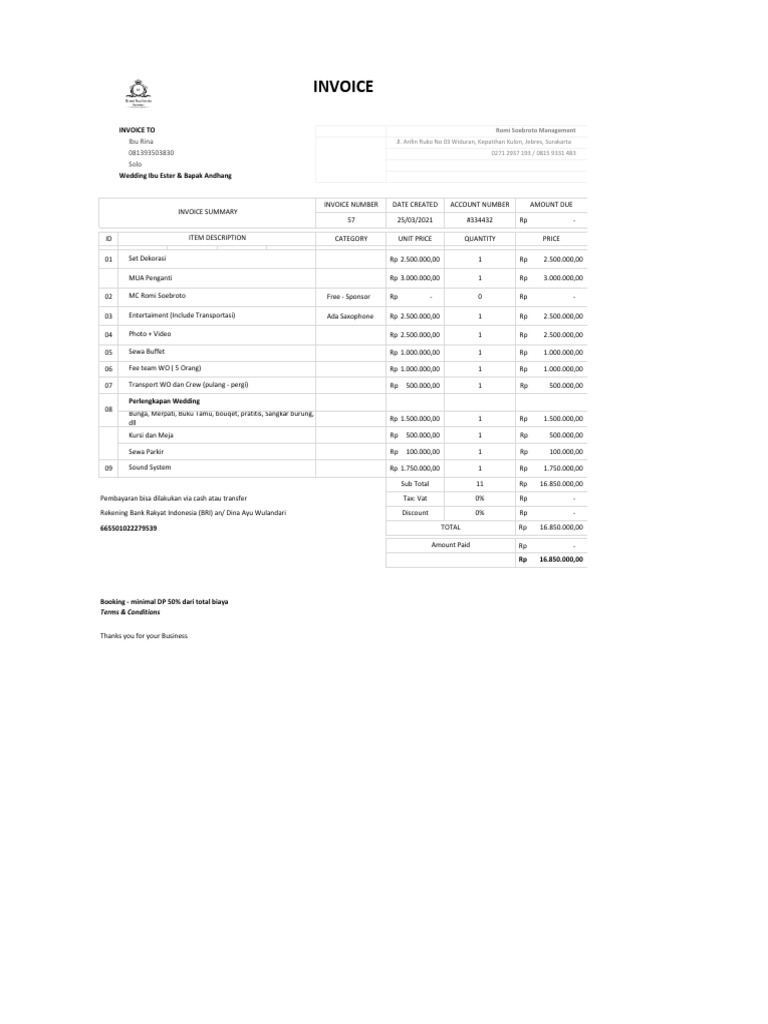 Invoice Mrs. Ester & Mr. Andhanng | Download Free PDF | Economies | Money