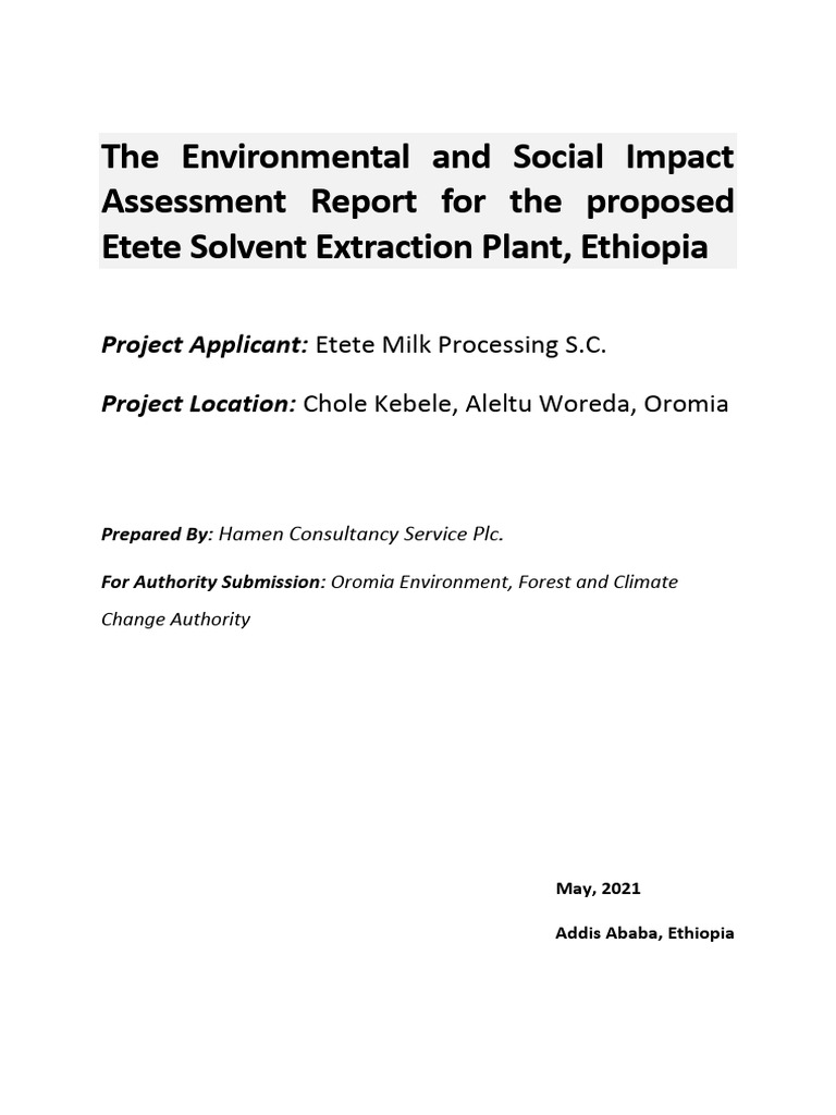 ESIA Report: Etete Solvent Extraction Plant | PDF | Environmental ...