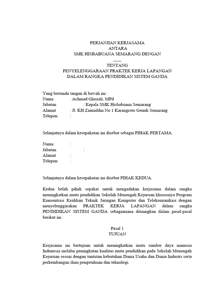 Perjanjian Kerjasama Mou 42 | PDF | Bisnis