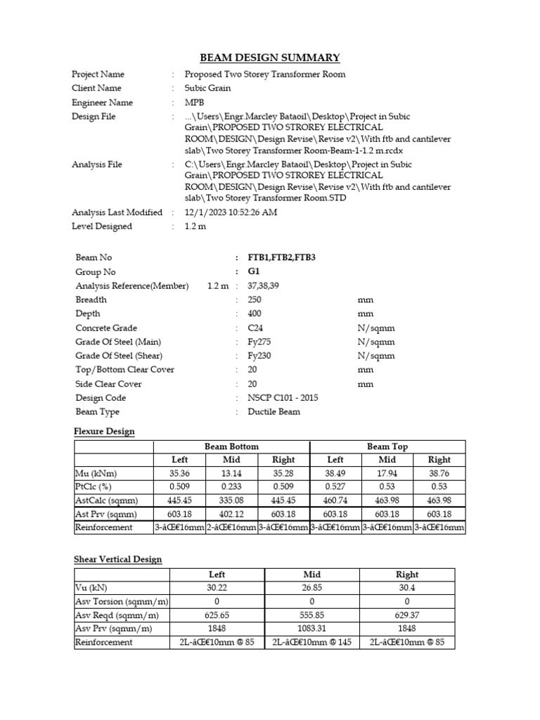 Beam Column Slab Calculation | PDF | Beam (Structure) | Civil Engineering
