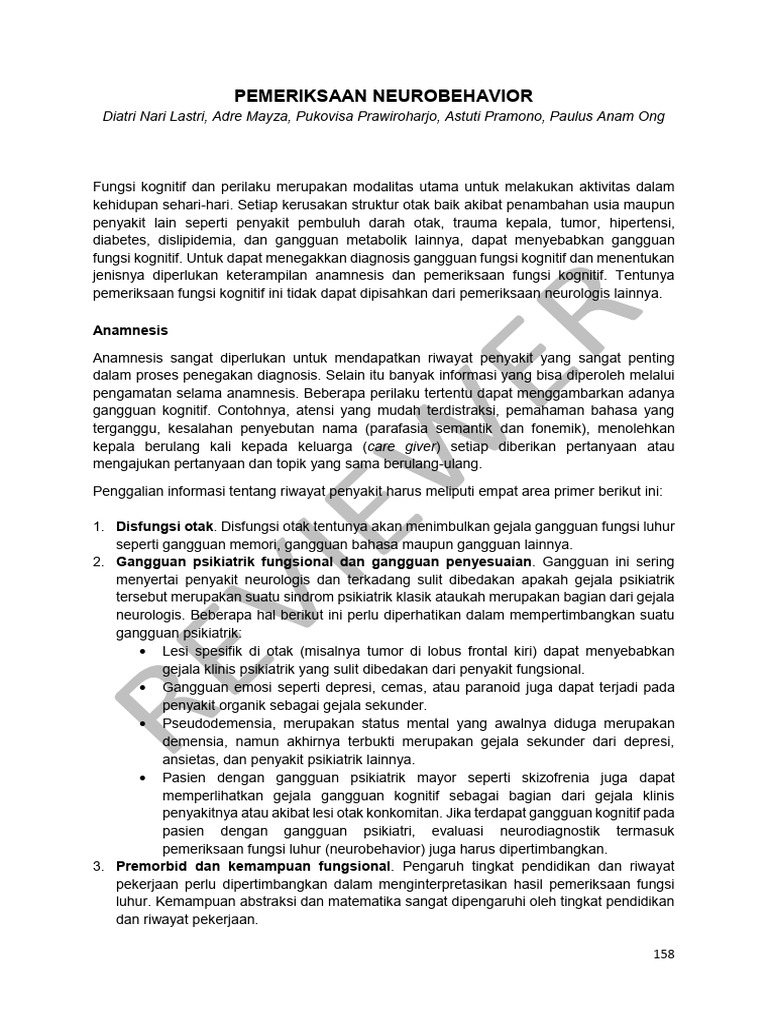 Pemeriksaan Fisik KHUSUS, NEUROBEHAVIOR | PDF