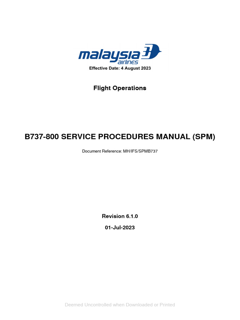 b737-800 Service Procedures Manual SPM - Issue 6 Rev 1 | PDF | Meal | Lunch
