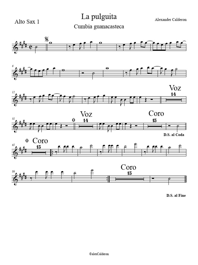 La pulguita (Cumbia guanacasteca)(Sax alto 1) - Alto Sax 1 | PDF La pulguita (Cumbia guanacasteca)(Sax alto 1) - Alto Sax 1 | PDF