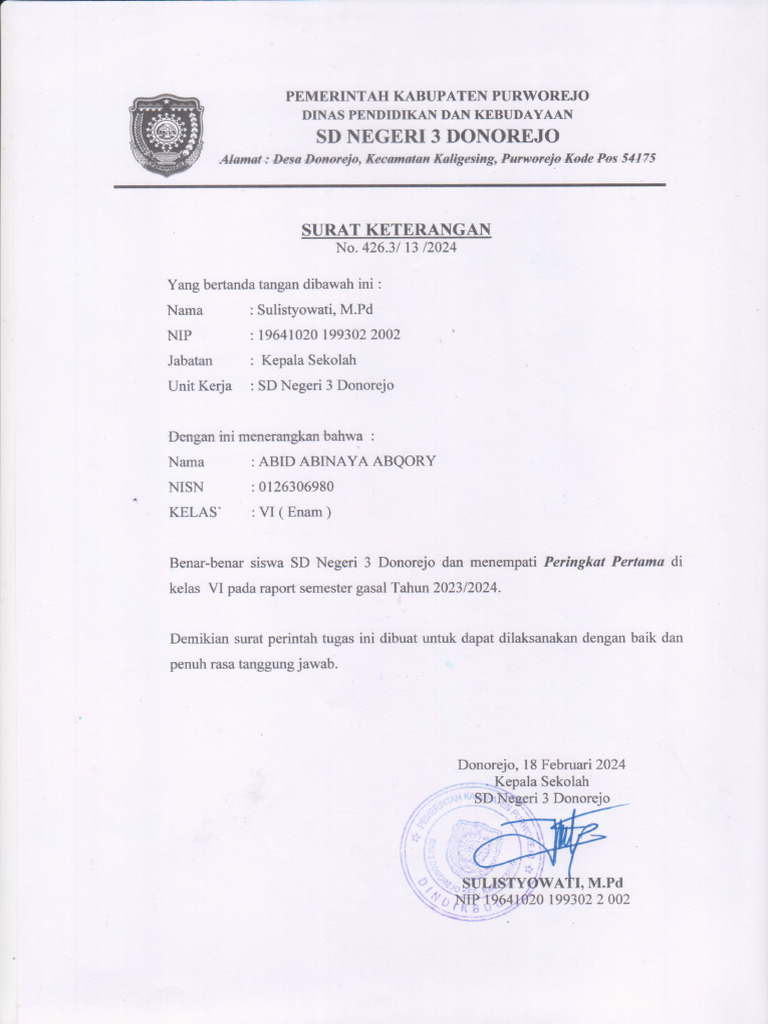 Surat Keterangan Peringkat | PDF