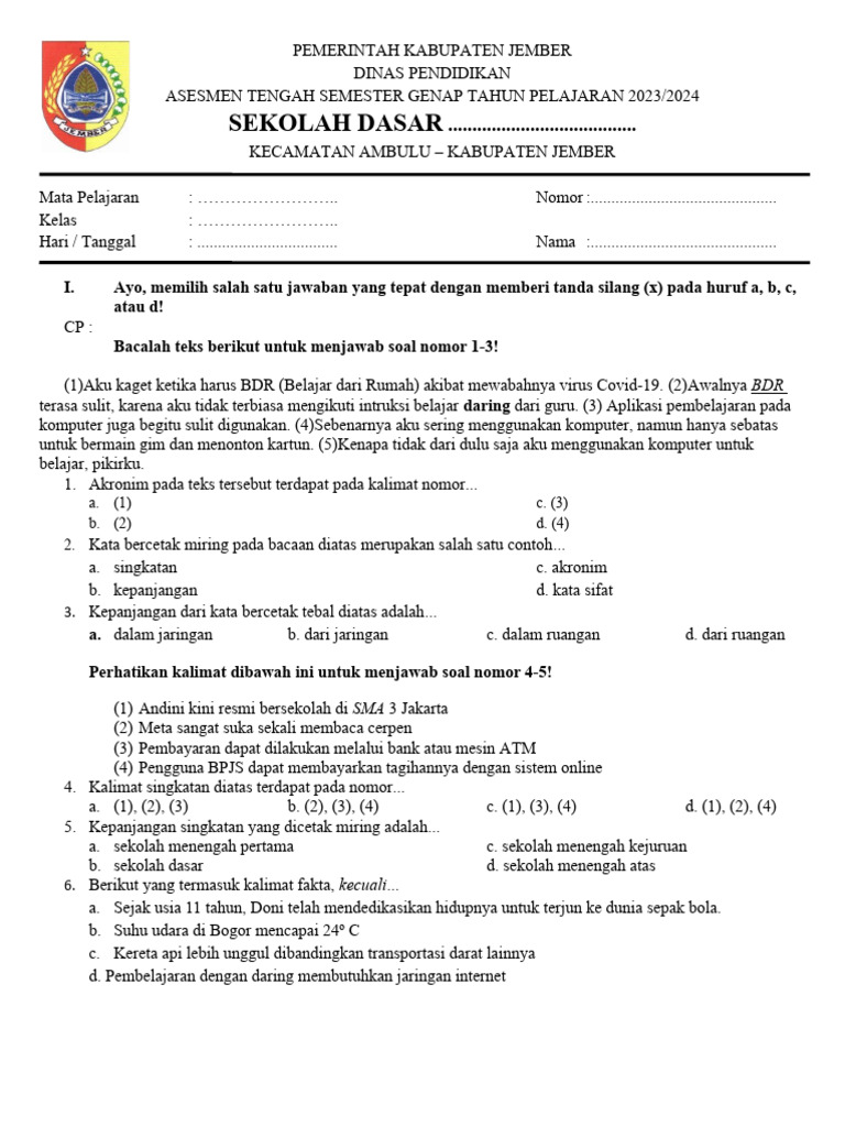 Soal Bhs Indo Kelas 5 | PDF