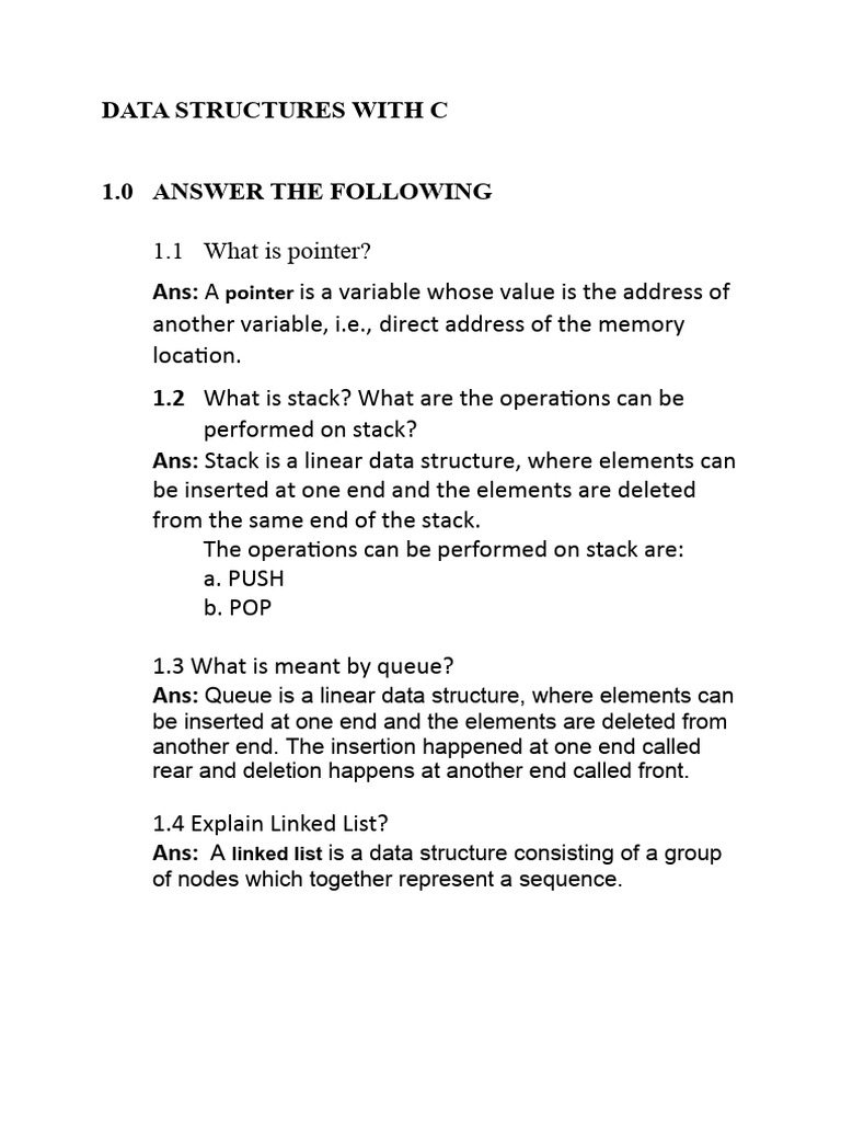 Data Structures With C Pdf Pointer Computer Programming Queue Abstract Data Type 0662
