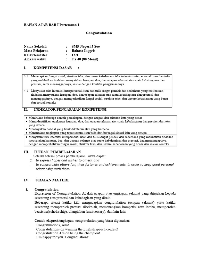 BAHAN AJAR BAB I 1 Kelas 9 | PDF | Linguistic Typology