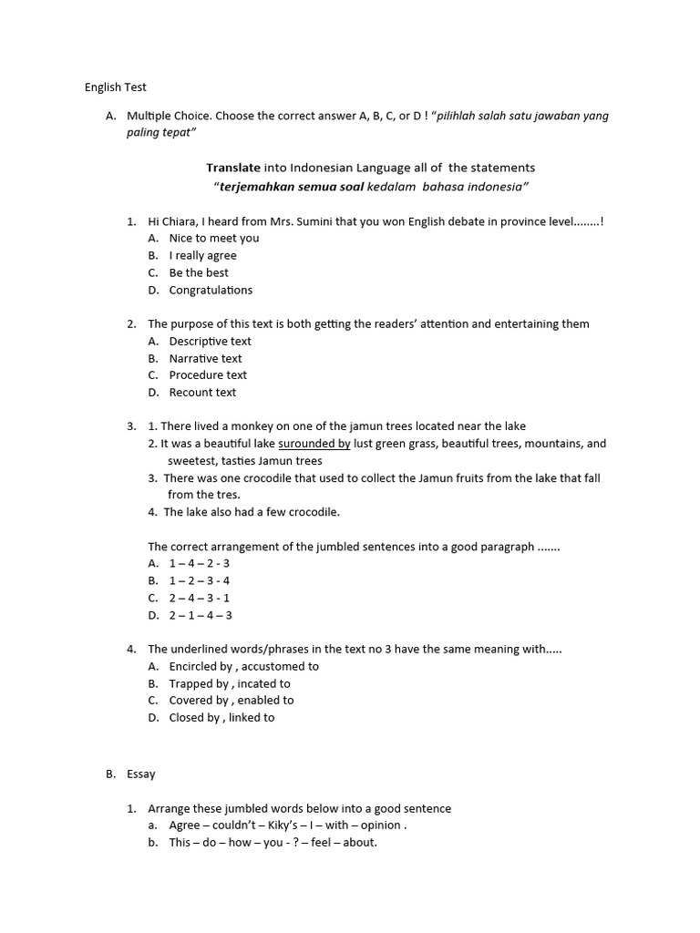 English Test 1 | PDF