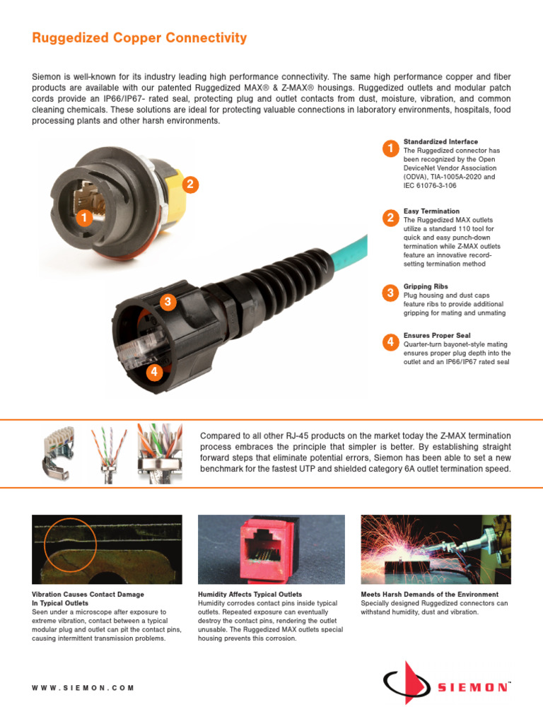 Siemon Industrial Max - Spec Sheet | PDF | Electrical Connector | Ac ...