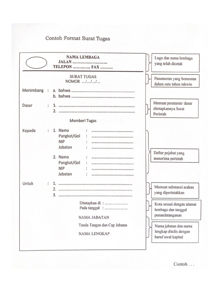 Contoh Format Surat Tugas | PDF