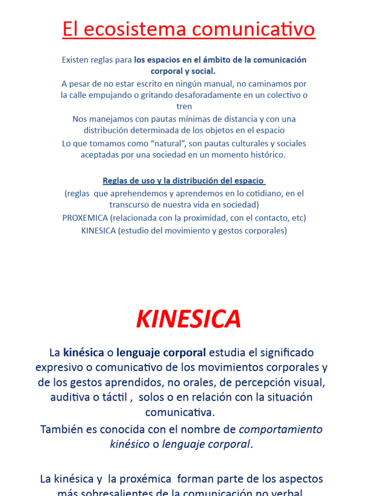 KINESICA y proxemica | PDF | Comunicación no verbal | Conceptos ...