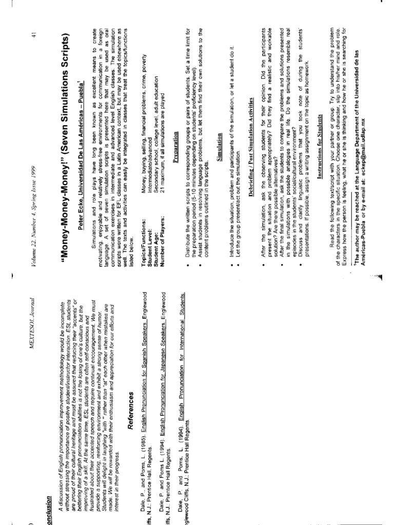 Money Money Money Scripts For Classroom | PDF