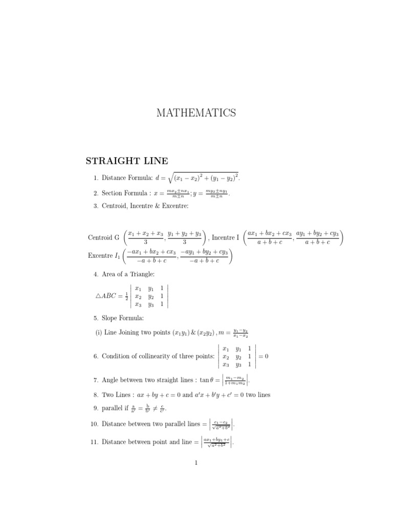 MATHEMATICS Formula Sheet For Competitive Exams | PDF | Ellipse ...