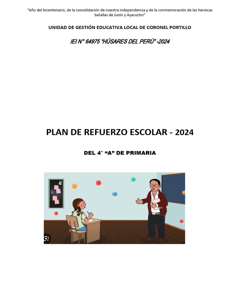 Plan Refuerzo Escolar 4 A 2024 Pdf Números Geometría