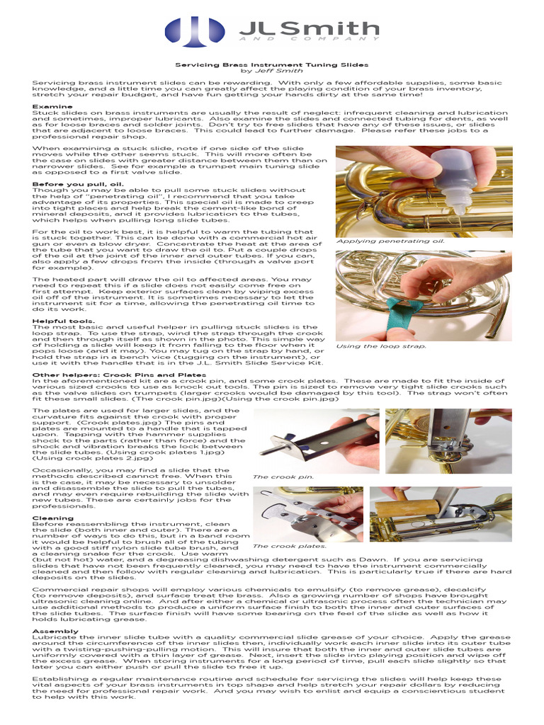 Servicing Stuck Slides | PDF | Brass Instruments | Trumpet