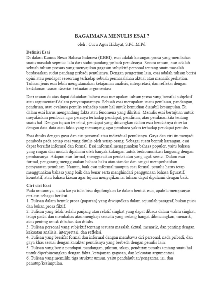 Cara Membuat Esai | PDF | Seni & Disiplin Bahasa