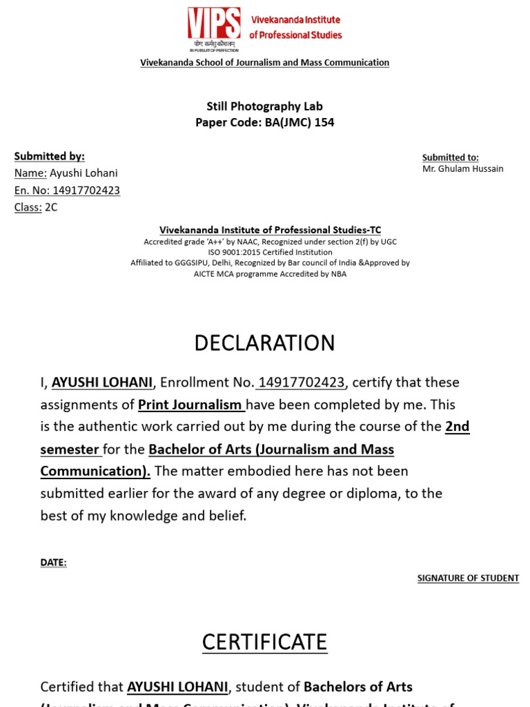 Print Journalism Assignment Submission | PDF