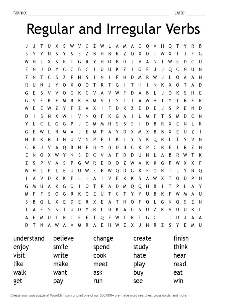 Regular and Irregular Verbs | PDF | Puzzles | Word Puzzles