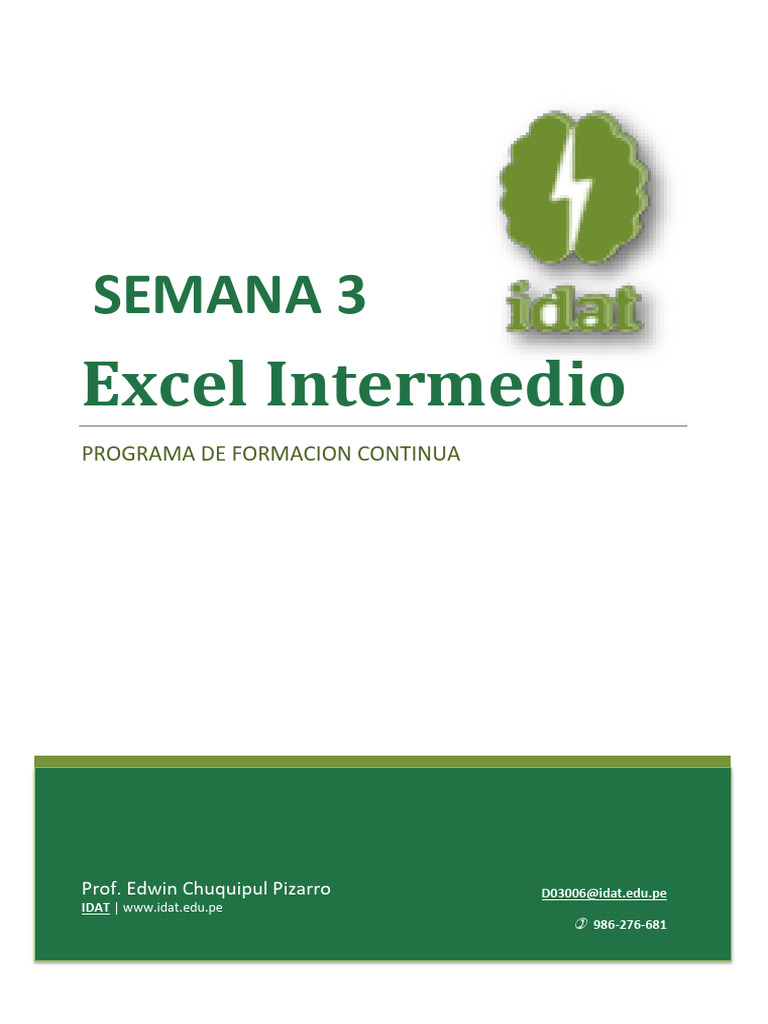 Manual Excel Intermedio Semana 3 | PDF | Hoja de cálculo | Microsoft Excel