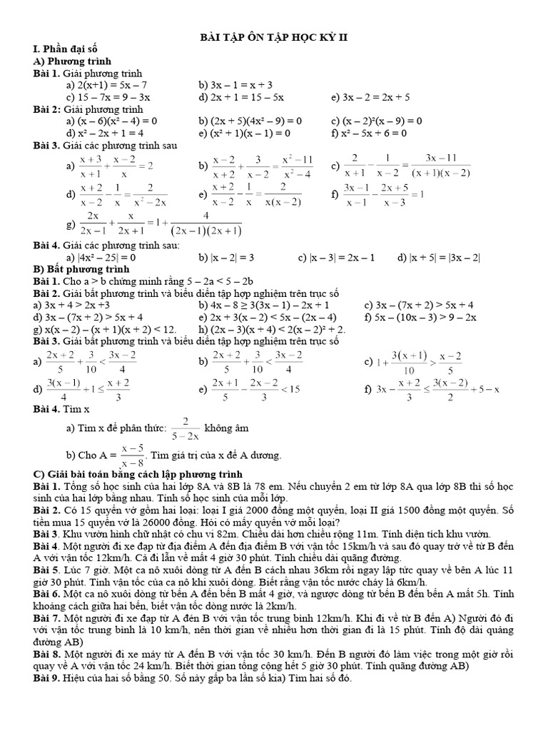 De Cuong HK II Toan 8(Tang Cuong) | PDF