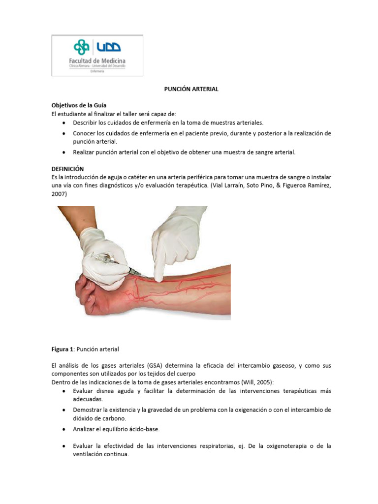 GUIA DE Punción Arterial | PDF | Sistema cardiovascular | Medicina CLINICA