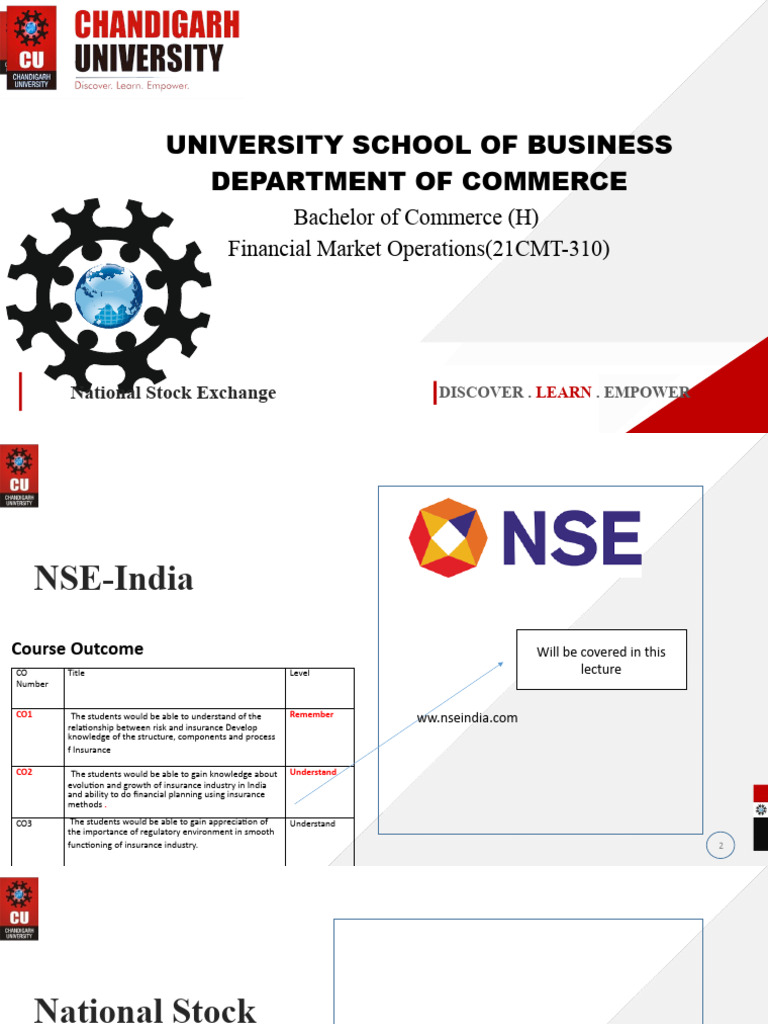 NSE Financial Market Operations Overview | PDF | Stocks | Stock Exchange
