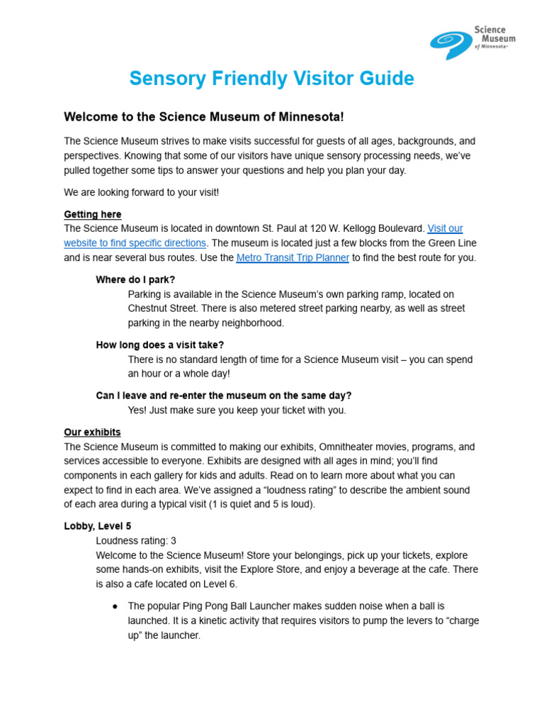 Sensory Friendly Visitor Guide 2024 - Updated 4.24.24 | PDF | Public Toilet