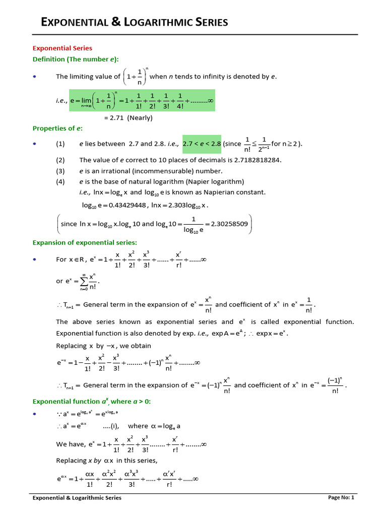 35.exponential Series | PDF | Exponentiation | Mathematical Analysis