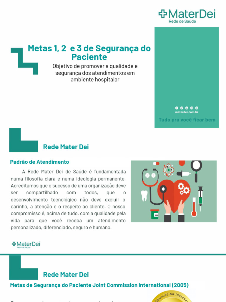 Metas 1, 2 e 3 de Segurança Do Paciente - pptx-1 | PDF | Segurança do ...