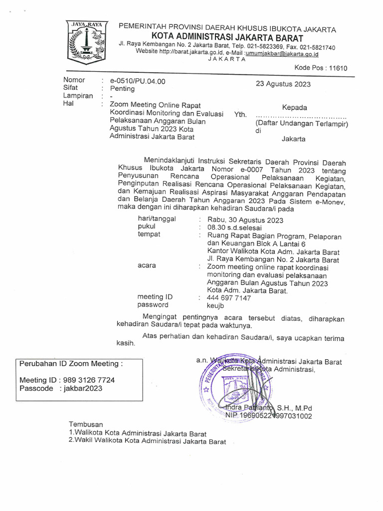 Revisi Undangan Rapat Monev 30 Agustus 2023 - Rotated | PDF