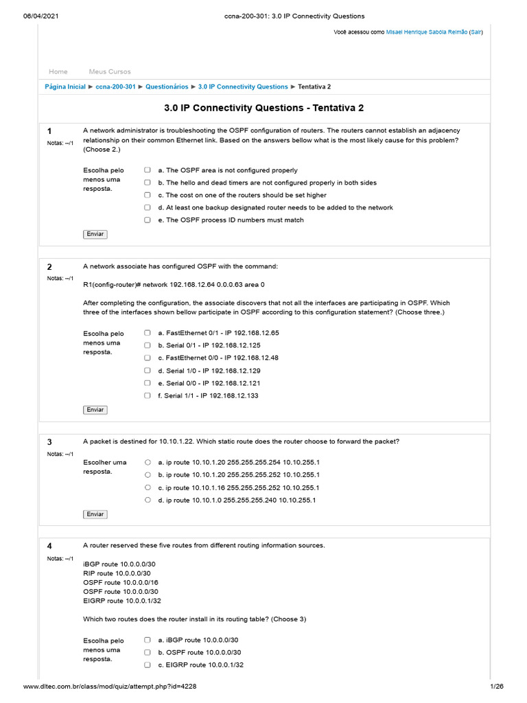 Ccna-200-301 - 3.0 IP Connectivity Questions | PDF | Routing | Router ...