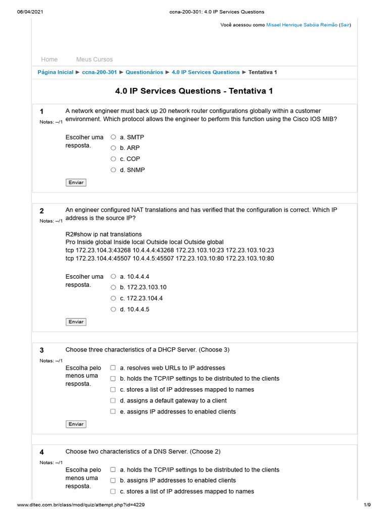 Ccna-200-301 - 4.0 IP Services Questions | PDF | Ip Address | Domain ...