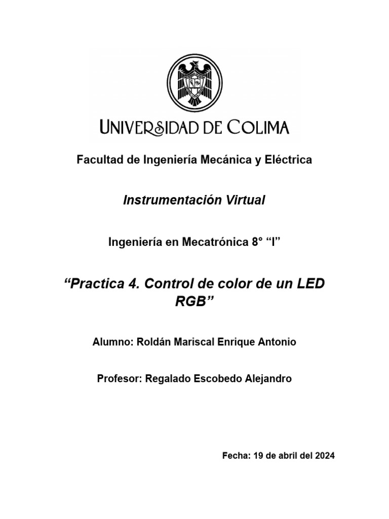 Practica 4. Control de Color de Un LED RGB | PDF | Modelo de color Rgb ...